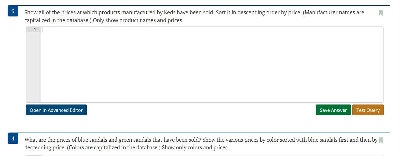 Solved For each information request below, formulate a | Chegg.com