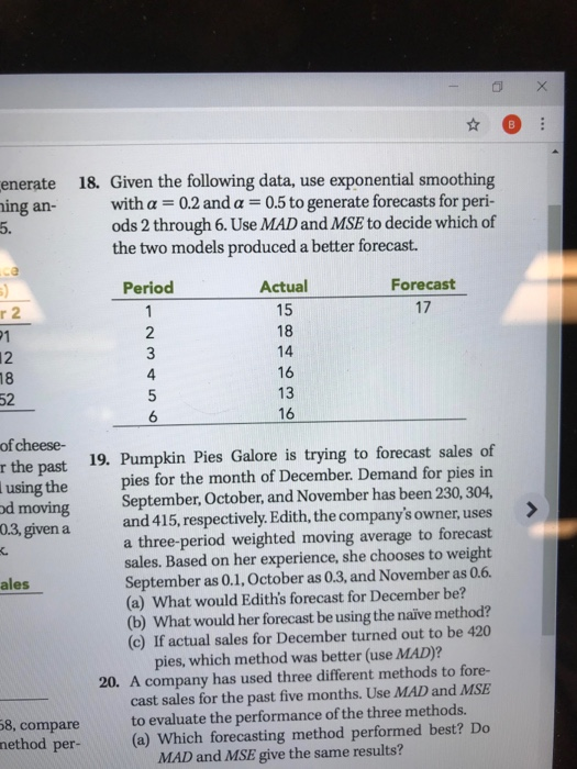Solved 18. Given the following data, use exponential | Chegg.com