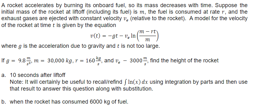 Solved A rocket accelerates by burning its onboard fuel, so | Chegg.com