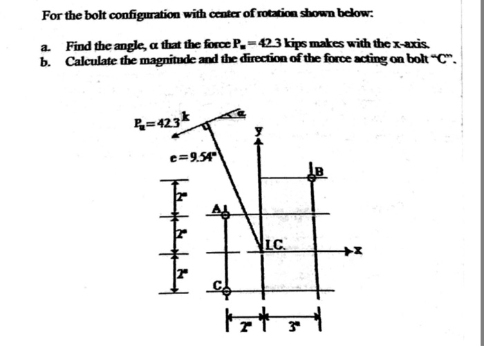 Solved For the bolt configuration with center of rotation | Chegg.com