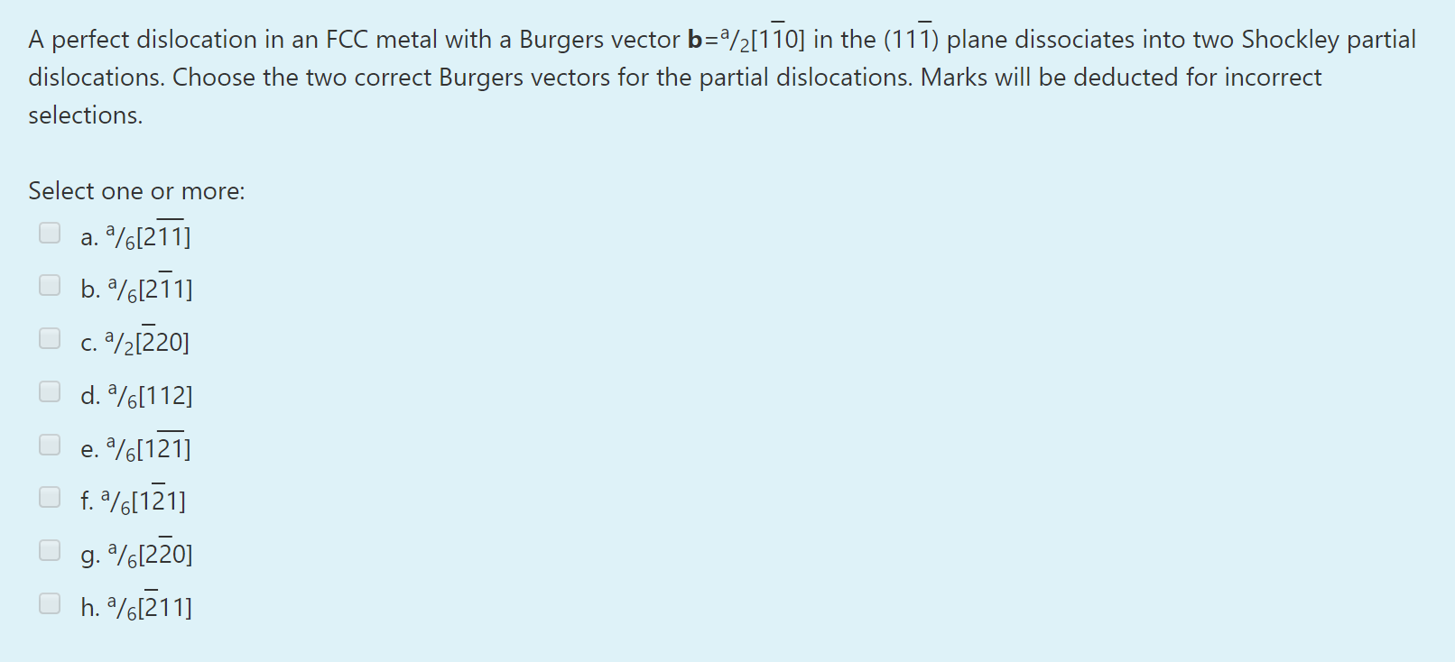 A perfect dislocation in an FCC metal with a | Chegg.com