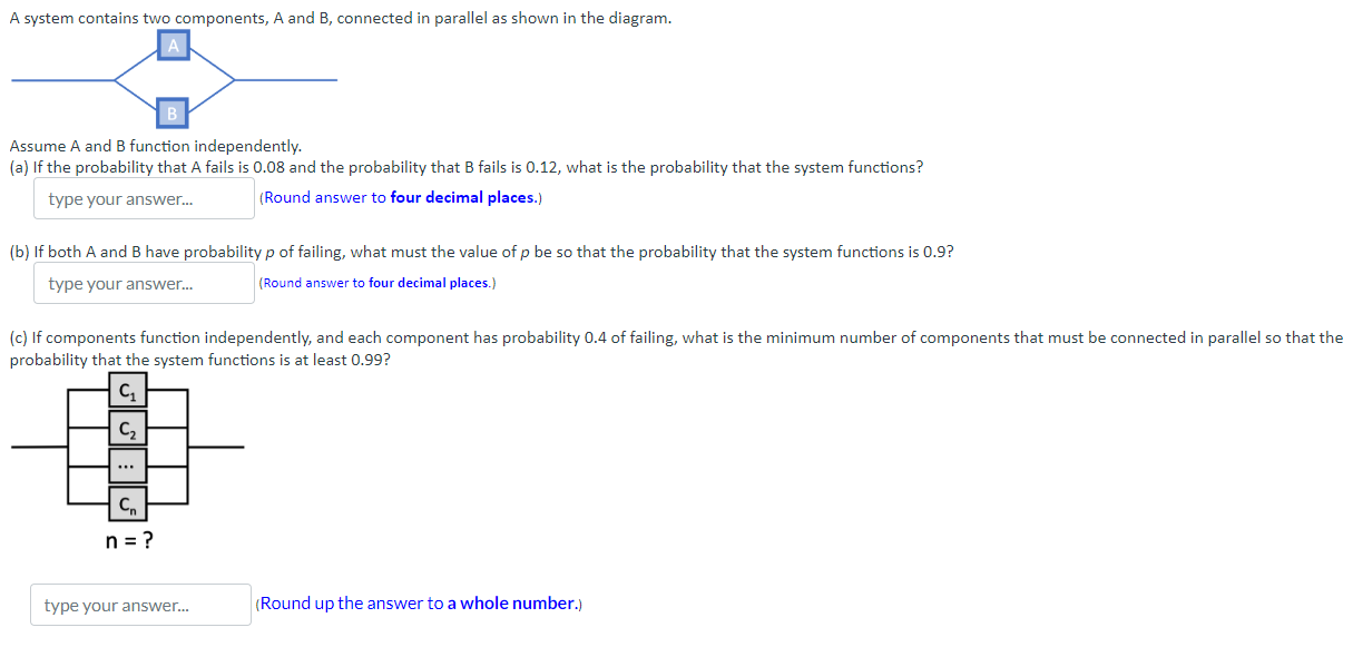 Solved A svstem contains two components, A and B, connected | Chegg.com