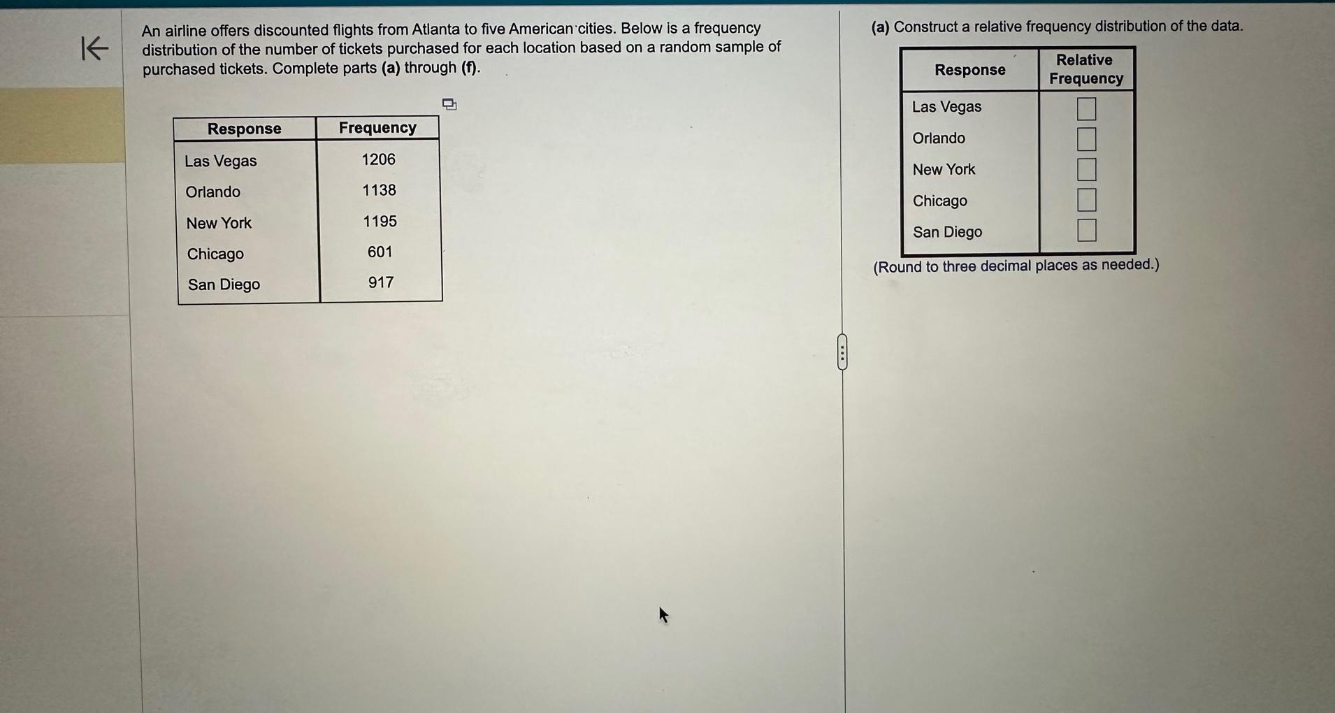 Solved An airline offers discounted flights from Atlanta to | Chegg.com