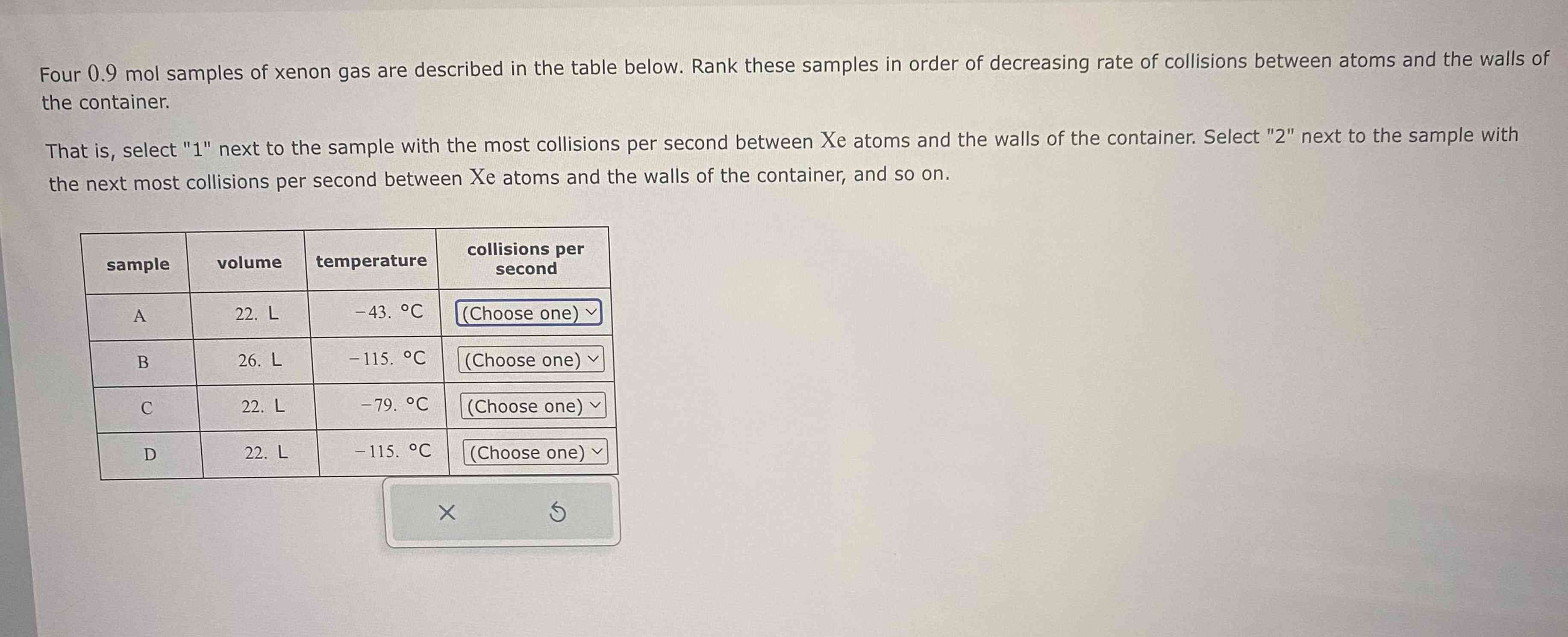 Four 0.9mol samples of xenon gas are described in the | Chegg.com