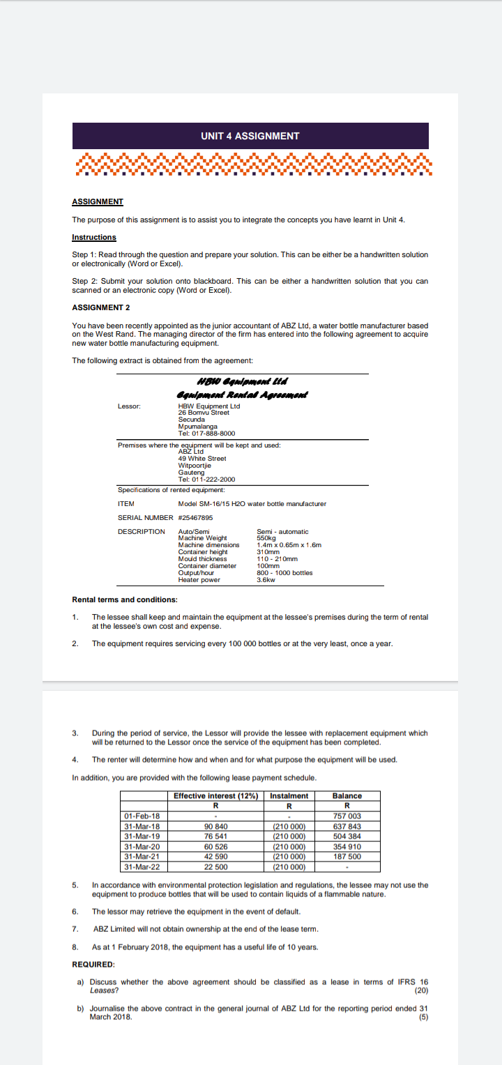 Solved UNIT 4 ASSIGNMENT 3 3. S. 3 **3 ASSIGNMENT The | Chegg.com