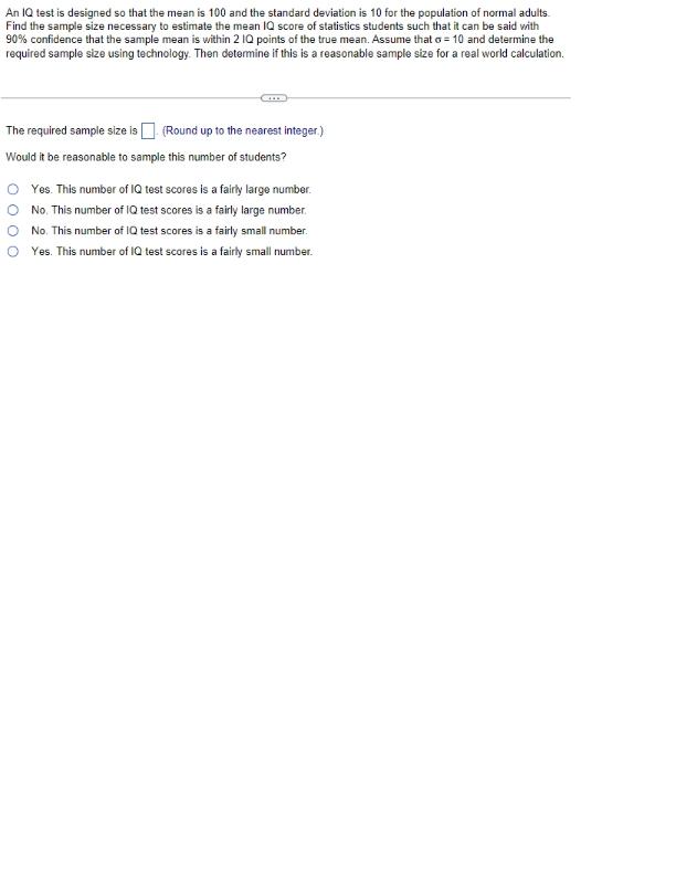 Solved An 1Q test is designed so that the mean is 100 and | Chegg.com