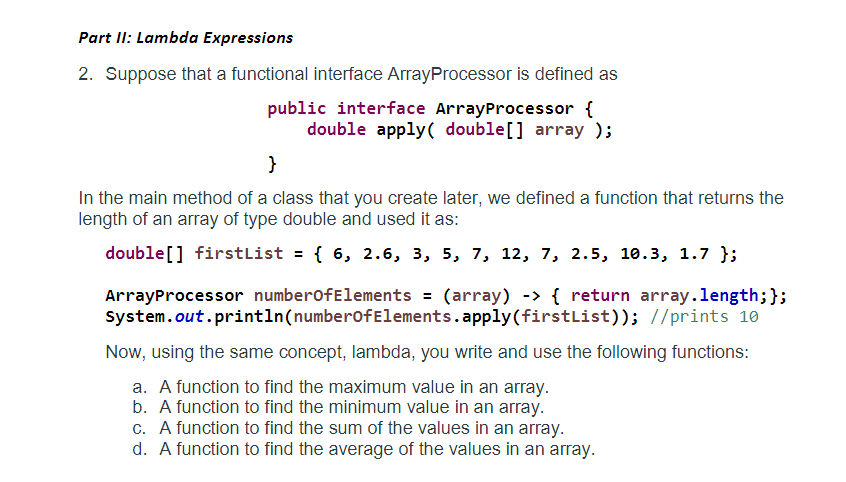 Solved Part II: Lambda ExpressionsSuppose that a functional | Chegg.com