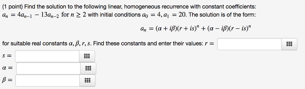 Solved (1 point) Find the solution to the following linear, | Chegg.com