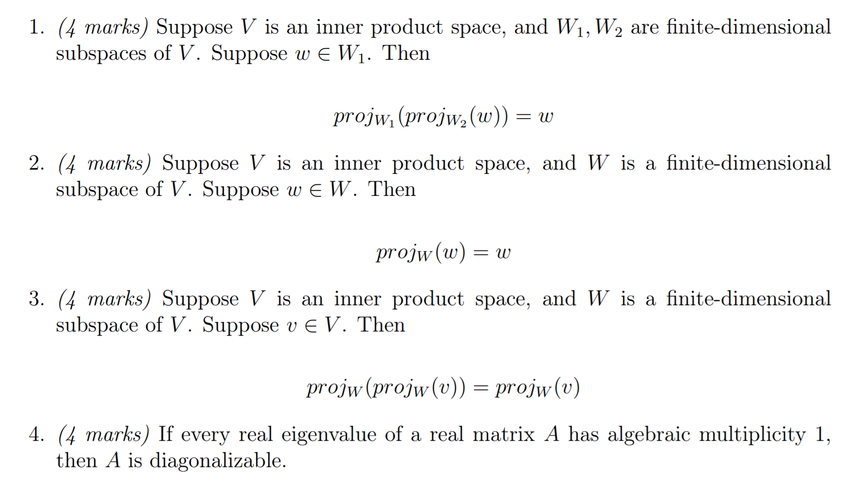 Solved 1. (4 marks) Suppose V is an inner product space, and | Chegg.com