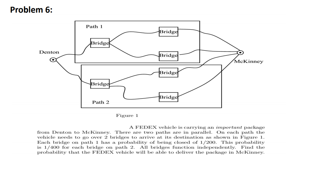 Solved Problem 6: Path 1 Bridge Bridge Denton Bridge | Chegg.com