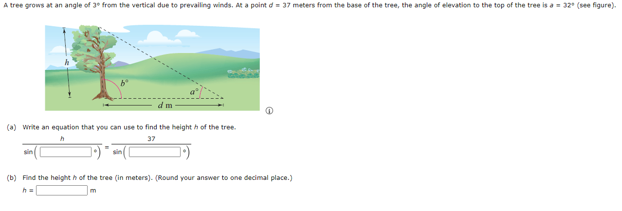 Solved A tree grows at an angle of 3∘ from the vertical due | Chegg.com