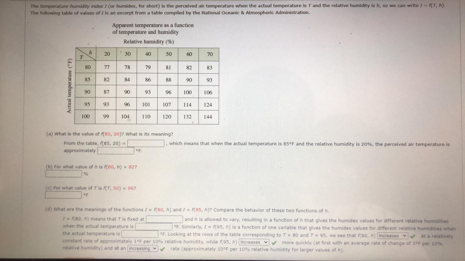 Solved The temperature-humidity index 1 (or humidex, for | Chegg.com