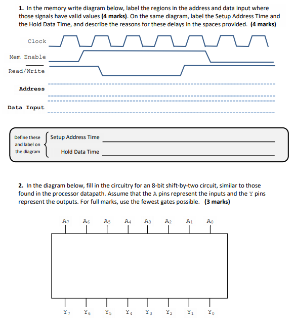 Solved 1. In the memory write diagram below, label the | Chegg.com