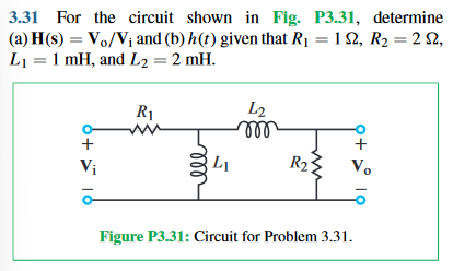 Solved 3.31 For the circuit shown in Fig. P3.31, determine | Chegg.com