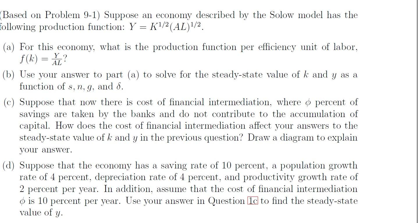 Solved Suppose an economy described by the Solow | Chegg.com