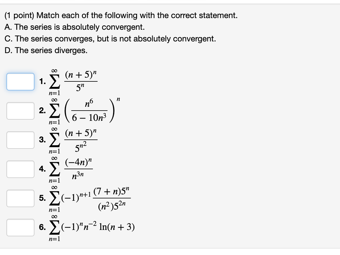 Solved (1 point) For each sequence an find a number k such | Chegg.com