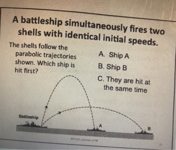 Solved A Battleship Simultaneously Fires Two Shells With 