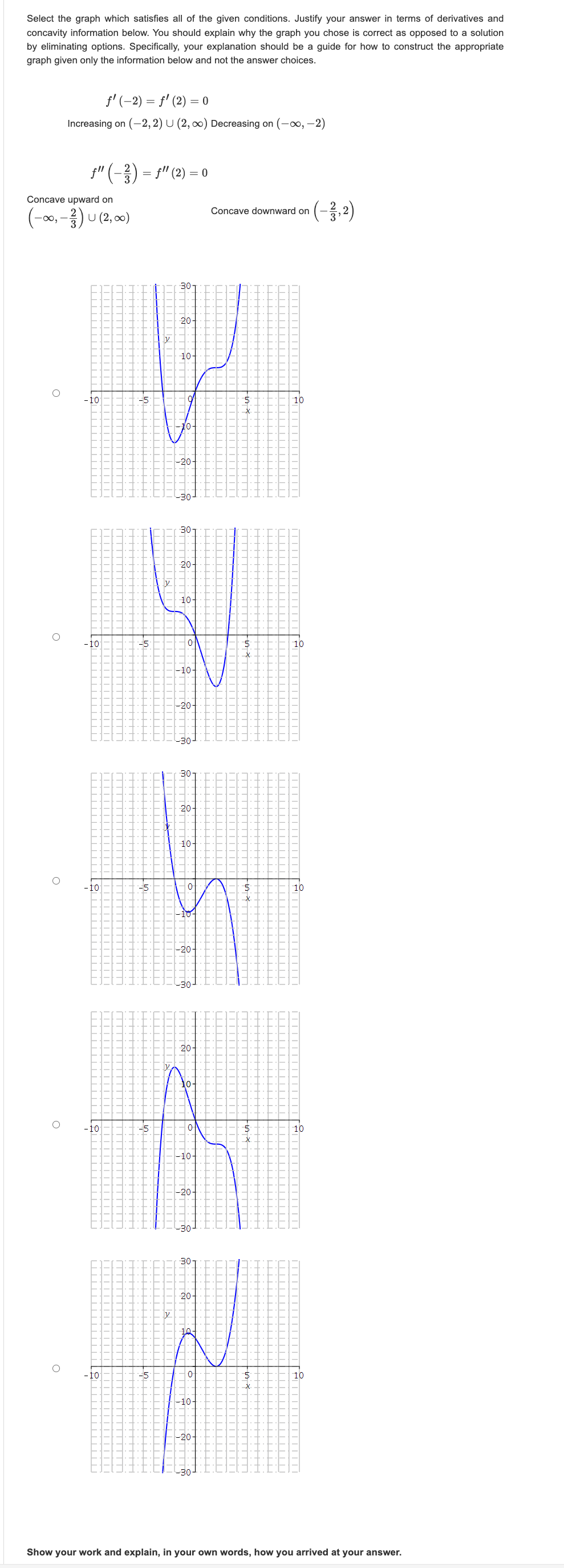 Solved Select the graph which satisfies all of the given | Chegg.com