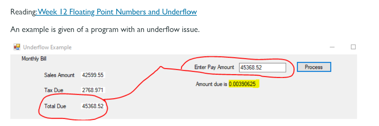 Solved Reading: Week 12 Floating Point Numbers and Underflow | Chegg.com