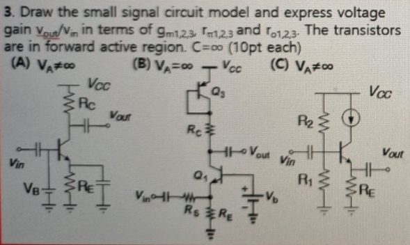Solved 3. Draw the small signal circuit model and express | Chegg.com