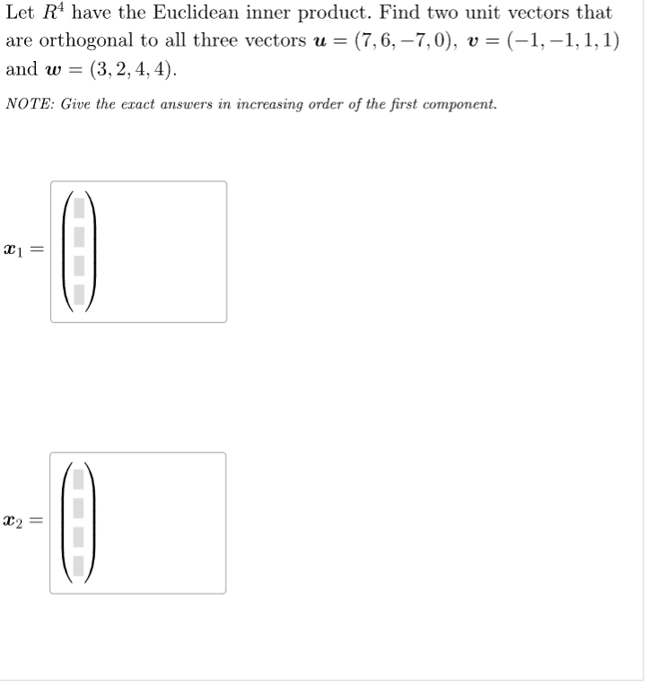 Solved Let \\( R^{4} \\) have the Euclidean inner product. | Chegg.com