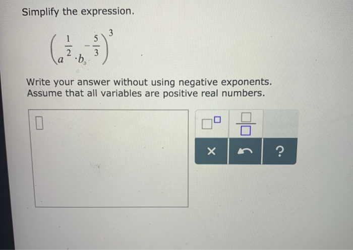 Solved Simplify the expression. 3 5 1 3 b, Write your answer | Chegg.com