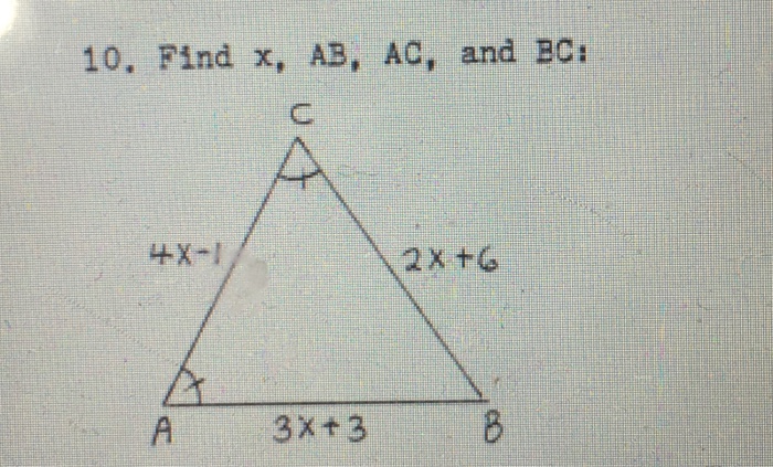 Solved Find x, AB, AC and BC: | Chegg.com