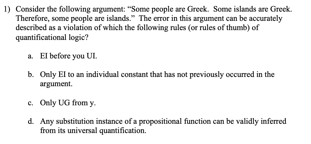 1) Consider the following argument: “Some people are | Chegg.com