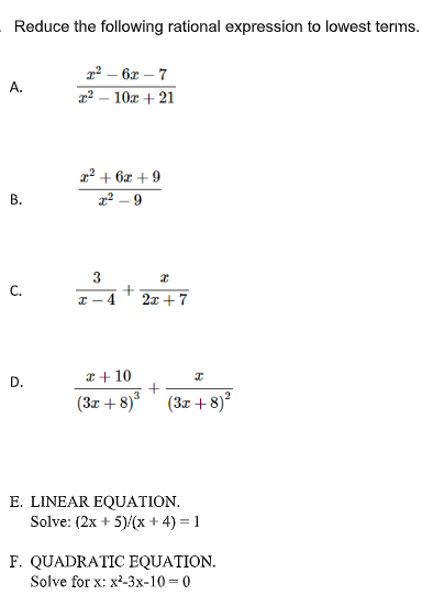 Solved Reduce the following rational expression to lowest | Chegg.com