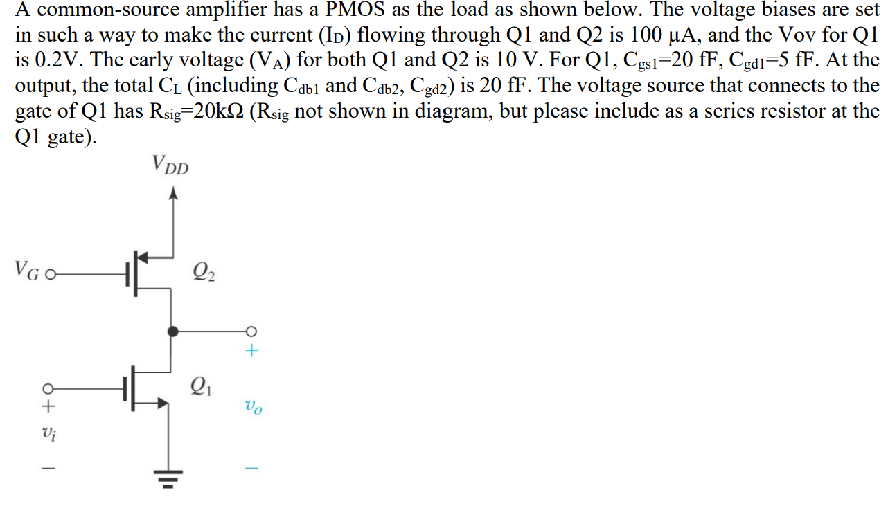 A common-source amplifier has a PMOS as the load as | Chegg.com