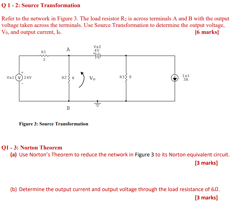 Solved Q 1-2: Source TransformationRefer to ﻿the network in | Chegg.com