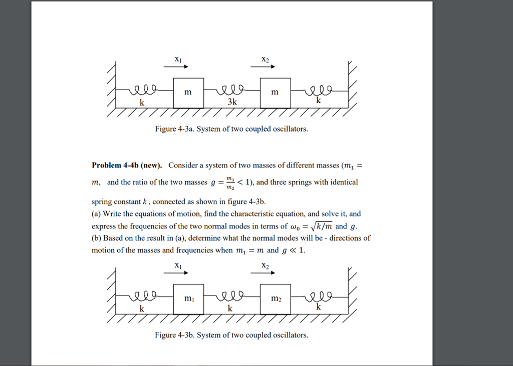 Solved Problem 4-2. Find the normal-mode frequencies {0,,i = | Chegg.com Solved Problem 4-2. Find the normal-mode frequencies {0,,i = | Chegg.com