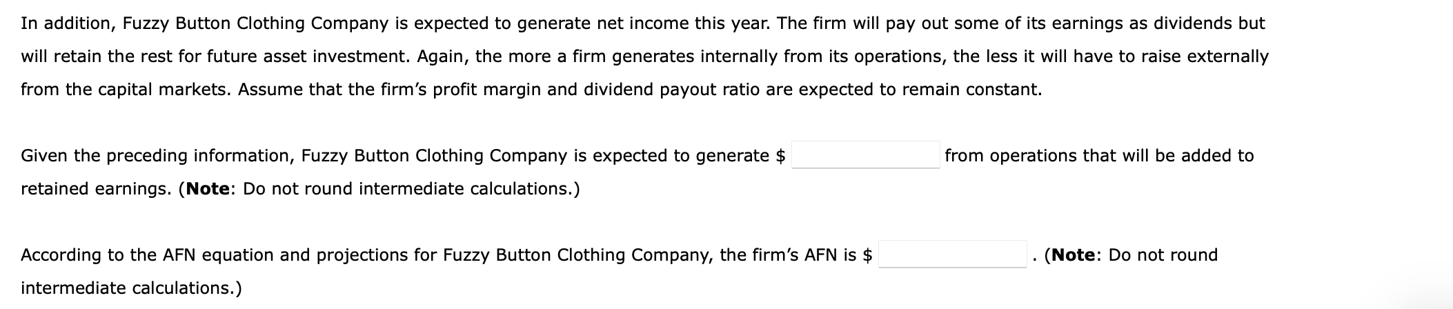 Solved 1. The Additional Funds Needed (AFN) equation Fuzzy | Chegg.com