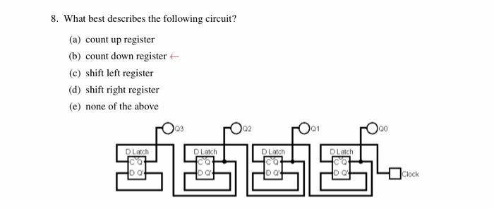Solved 8. What best describes the following circuit? (a) | Chegg.com