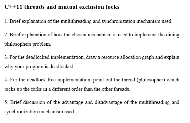 Solved C++11 threads and mutual exclusion locks 1. Brief | Chegg.com