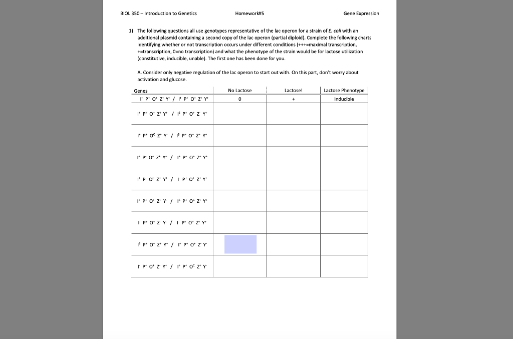 Solved BIOL 350 - Introduction to Genetics Homework#5 Gene | Chegg.com