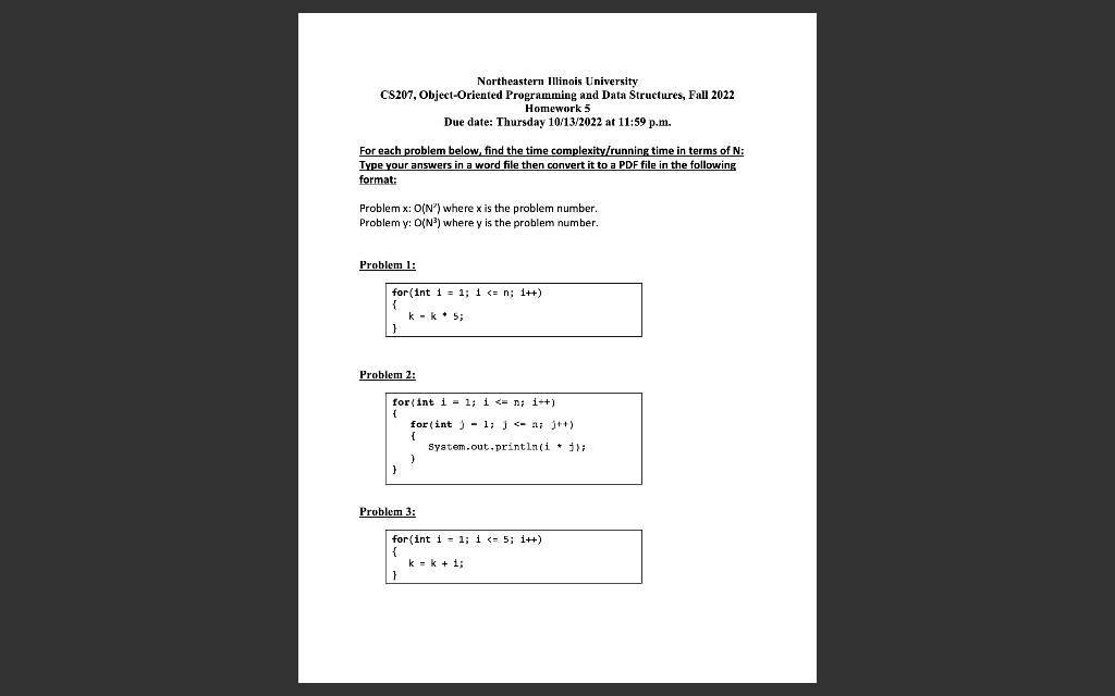 Solved Page 2 of 3Northeasterm Illinois University CS207, | Chegg.com