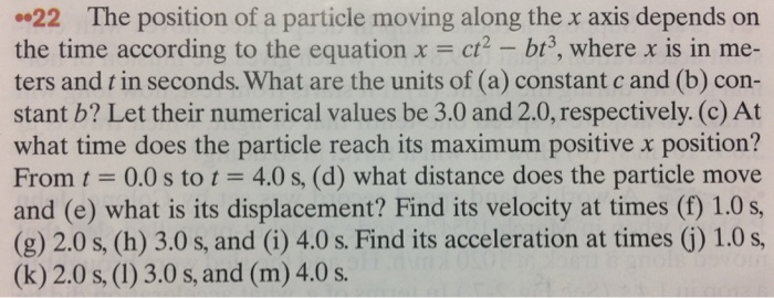 Solved 22 The position of a particle moving along the x axis | Chegg.com