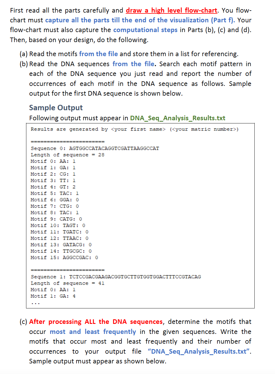 Question 1: [50 marks] - Motif Finder - DNA Sequence | Chegg.com