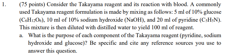 Solved 1. (75 points) Consider the Takayama reagent and its | Chegg.com