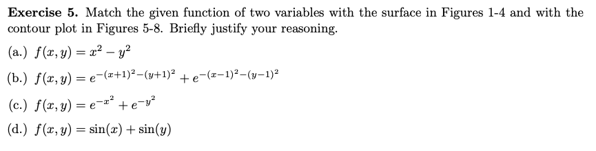 Solved =C Exercise 5. Match the given function of two | Chegg.com