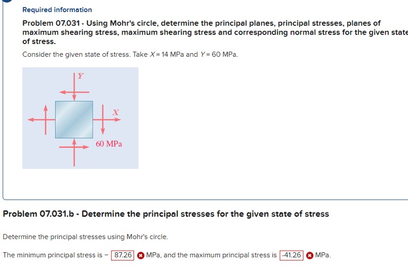 Problem 07.031 - Using Mohr's circle, determine the | Chegg.com Problem 07.031 - Using Mohr's circle, determine the | Chegg.com
