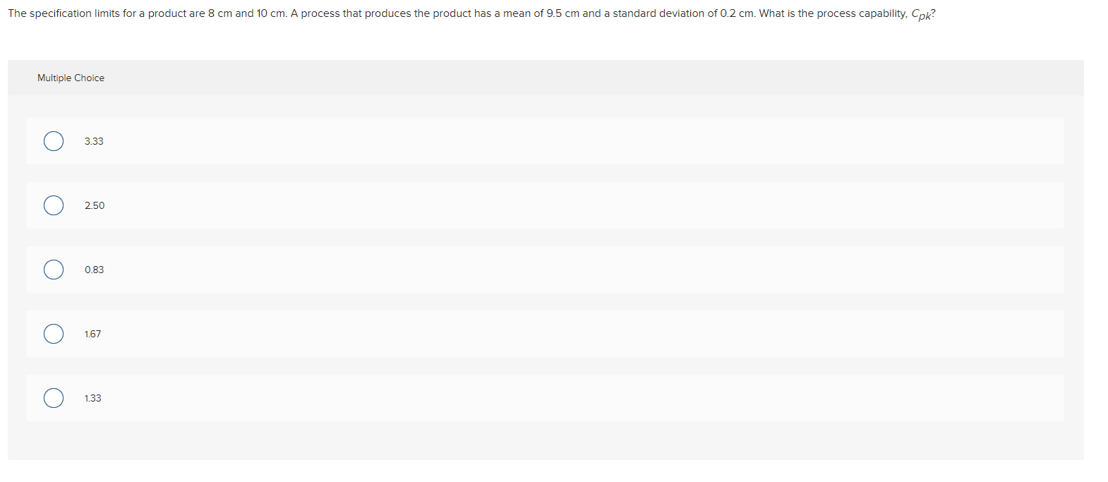 Solved Multiple Choice 3.33 2.50 0.83 1.67 1.33 | Chegg.com