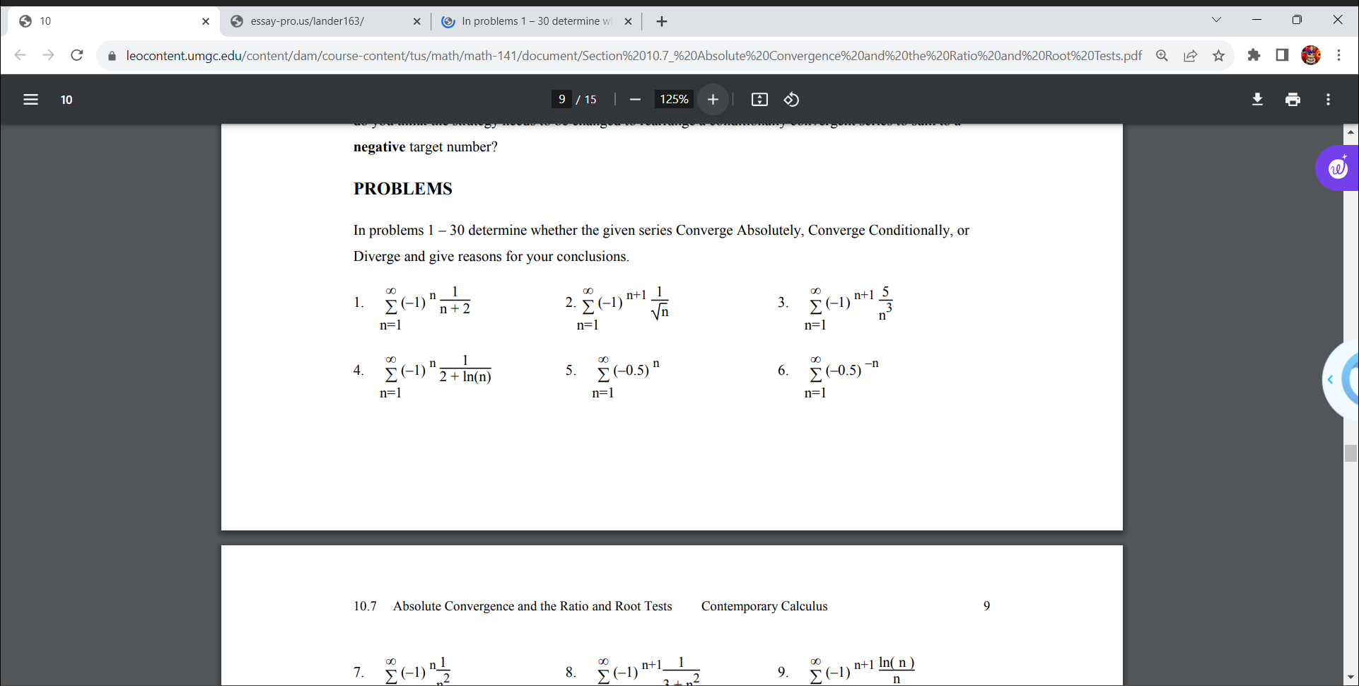 In problems 1−30 determine whether the given series | Chegg.com