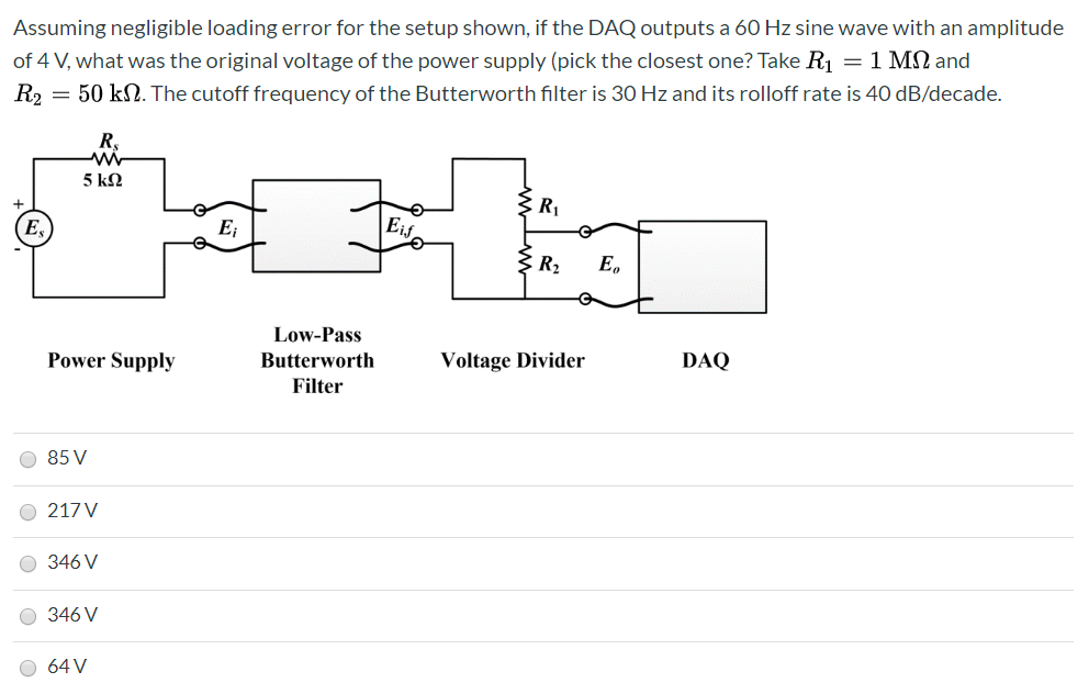 Solved Assuming negligible loading error for the setup | Chegg.com