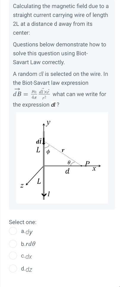 Solved Calculating the magnetic field due to a straight | Chegg.com