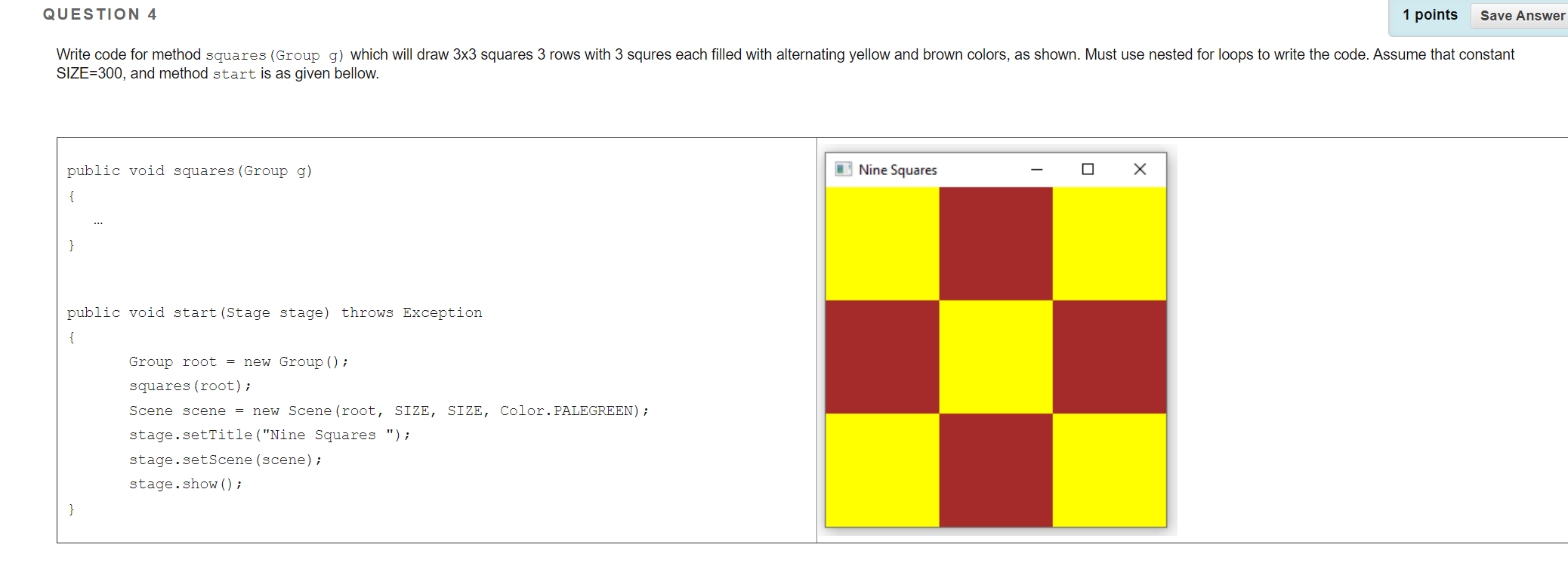 Solved Question 4 1 Points Save Answer Write Code For Method 