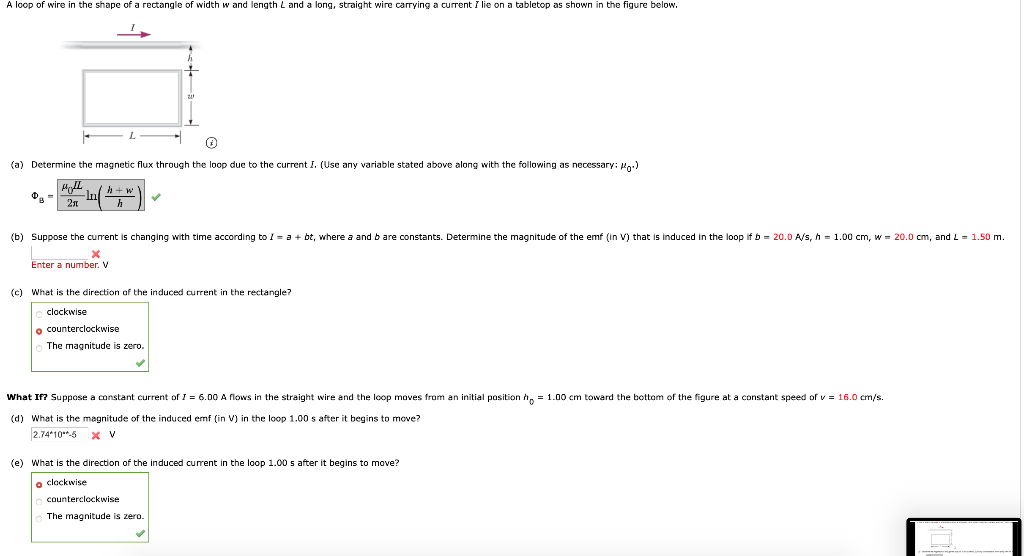 Solved A loop of wire in the shape of a rectangle of width w | Chegg.com