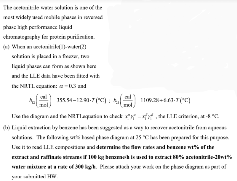 The acetonitrile-water solution is one of the most | Chegg.com