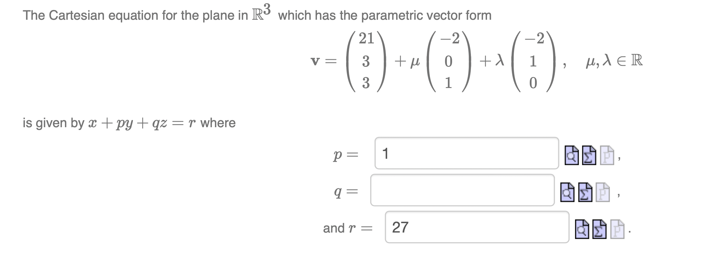 Solved The Cartesian equation for the plane in R3 which has | Chegg.com